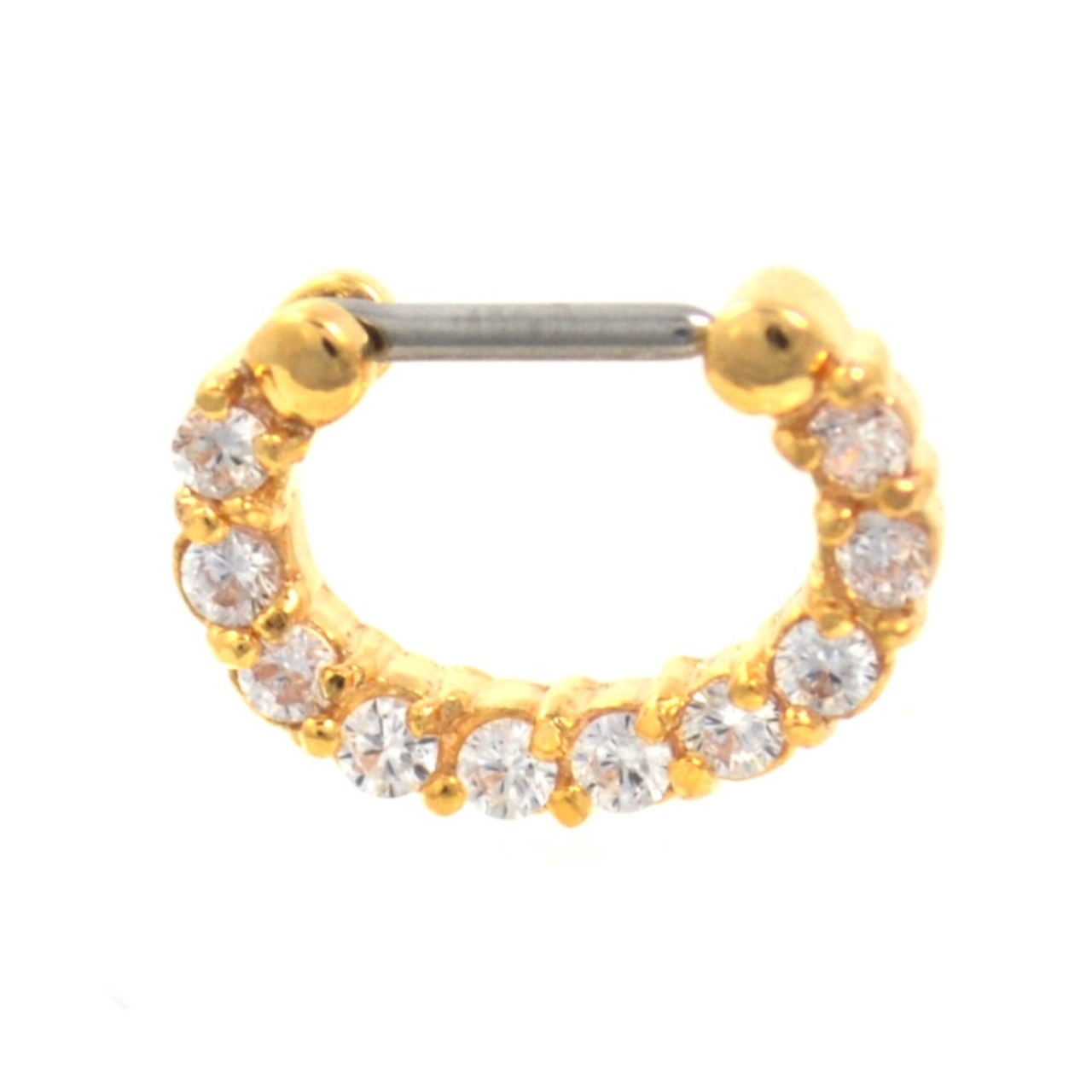 Fancy 10-Gem Gold Septum Clicker Jewelry 16G | BodyDazz.com