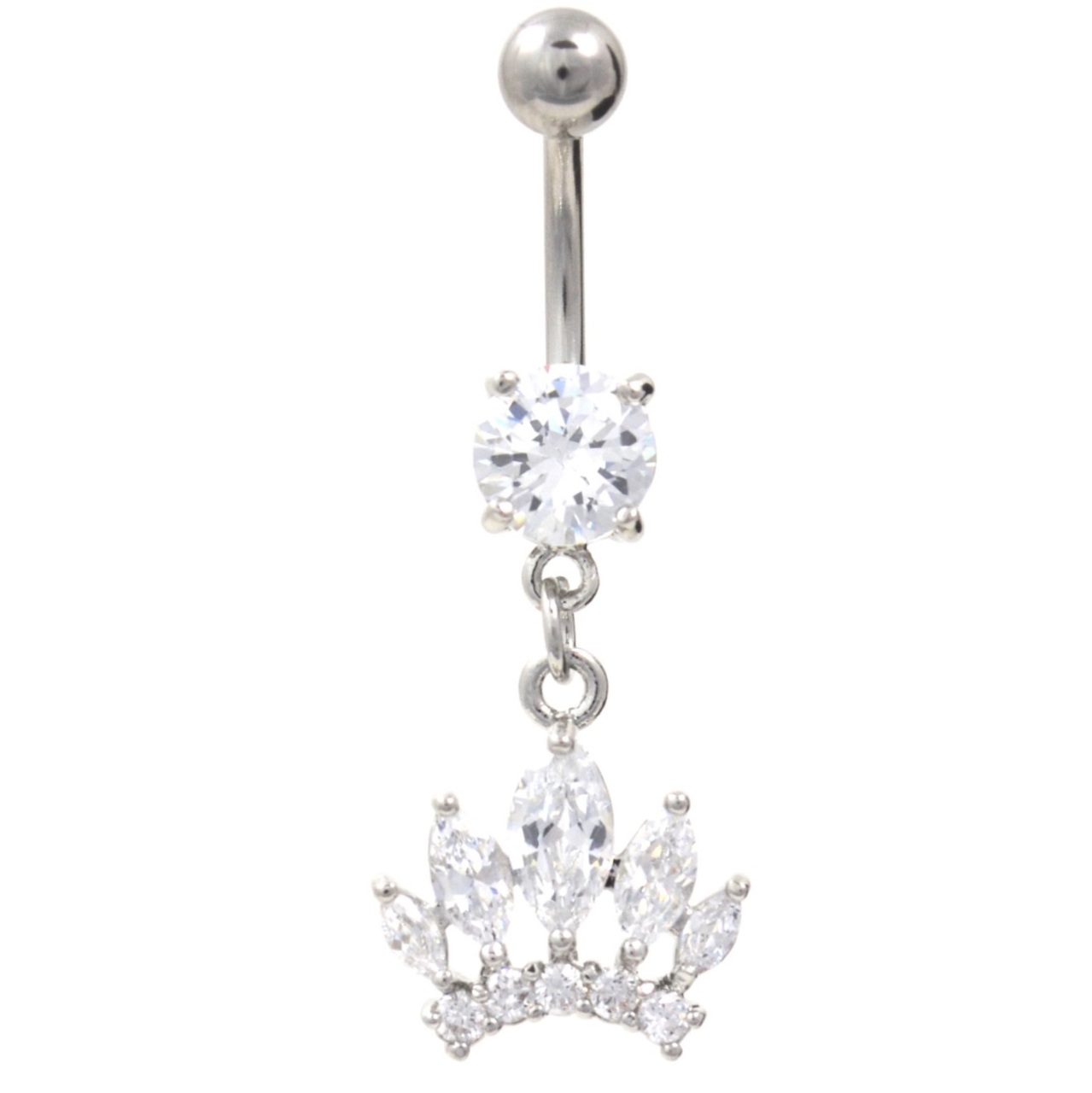 Ultra Bling Clear Princess Crown Belly Ring | BodyDazz.com