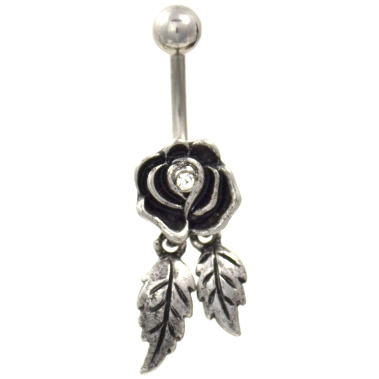 Rose Bush Stainless Steel Belly Button Ring | BodyDazz.com