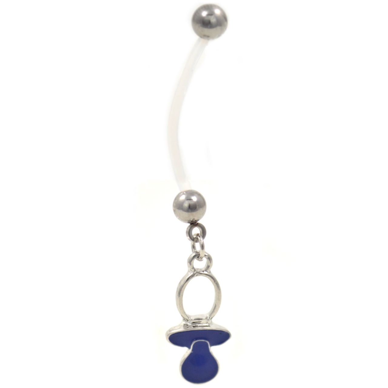 Blue Pacifier Flexible Maternity Belly Ring 1" Long | BodyDazz.com