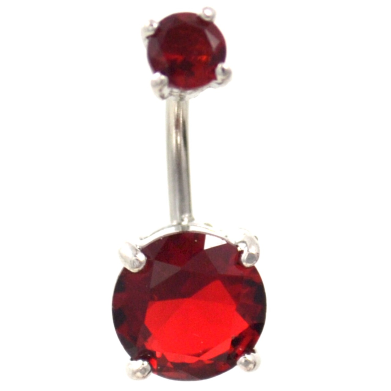 Red Rounded Double Gem Non-Dangle Belly Ring | BodyDazz.com