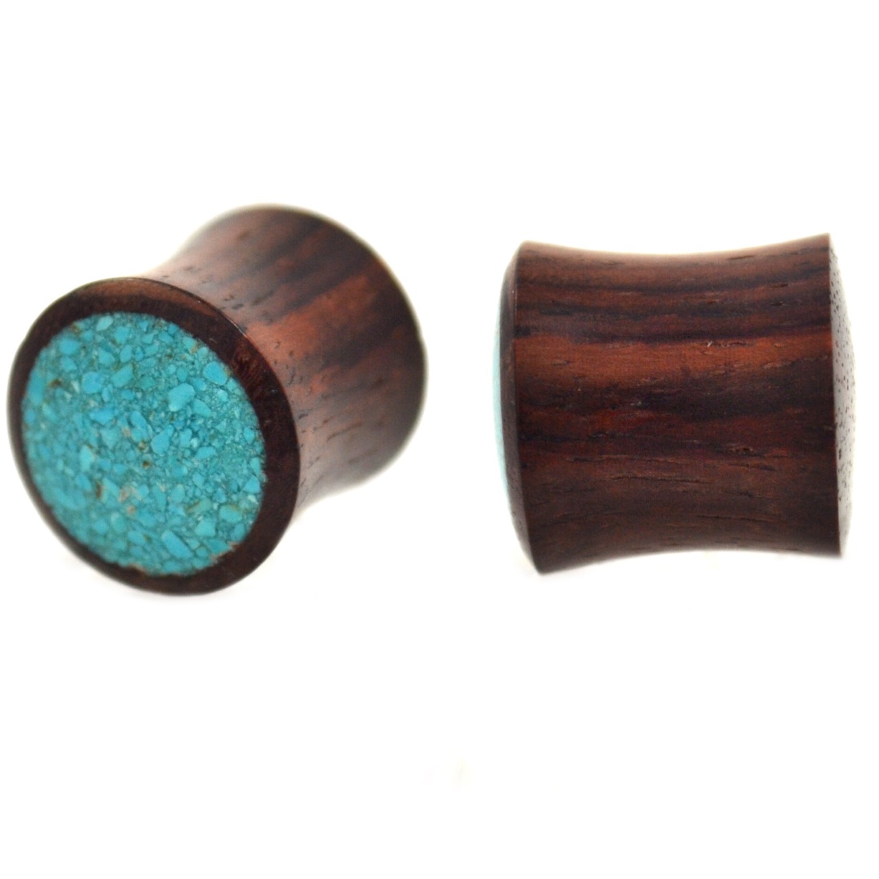 Crushed Turquoise Face Sono Wood Plugs (2g-1") | BodyDazz.com