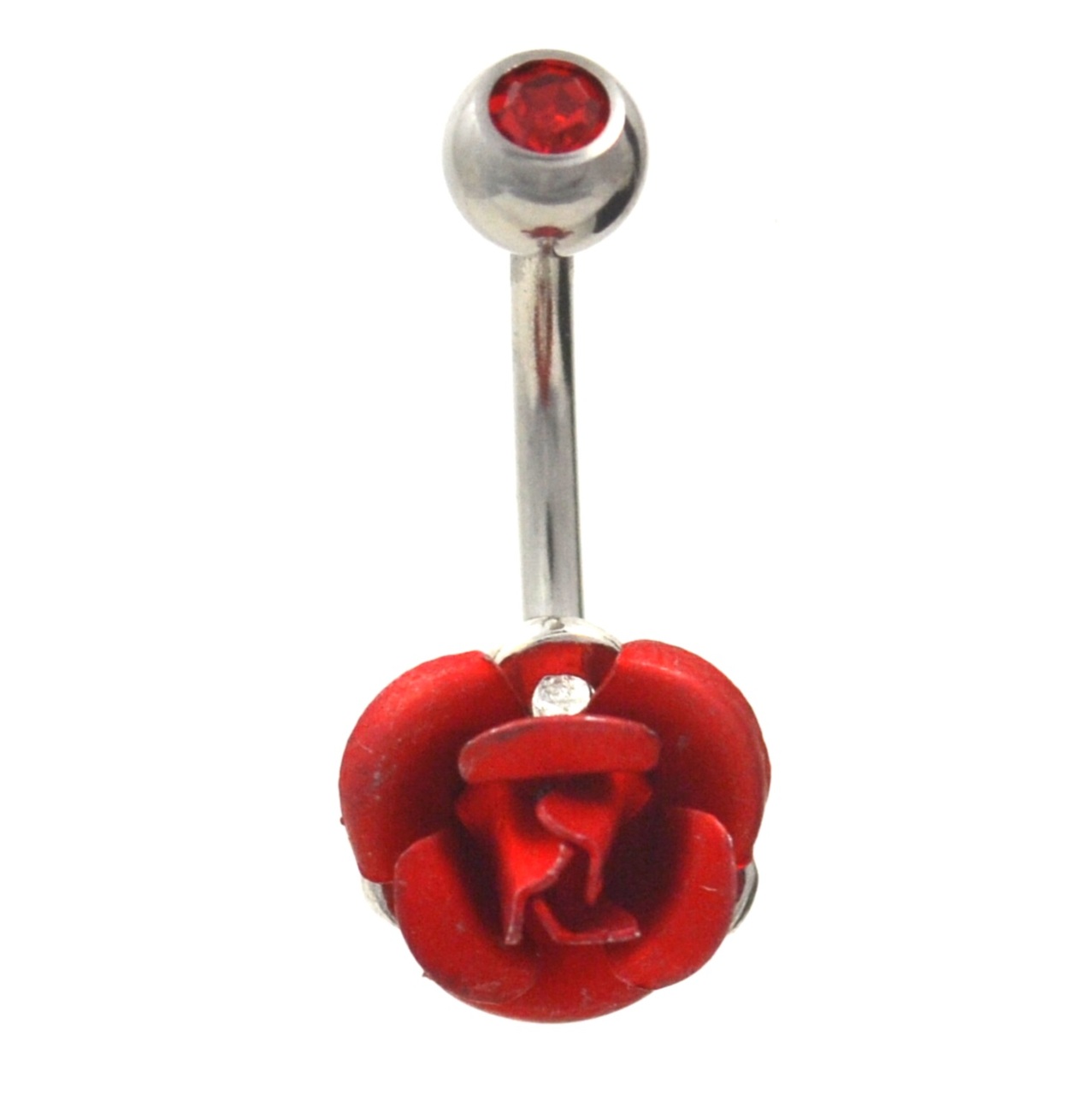 Red Titanium Rose Bud Belly Ring | BodyDazz.com