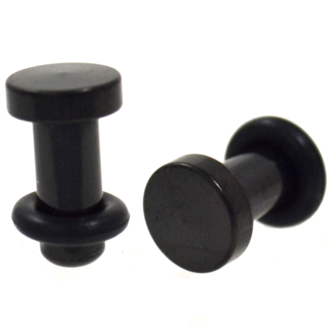 Black Titanium Flat Head Plugs (14g-0g) | BodyDazz.com