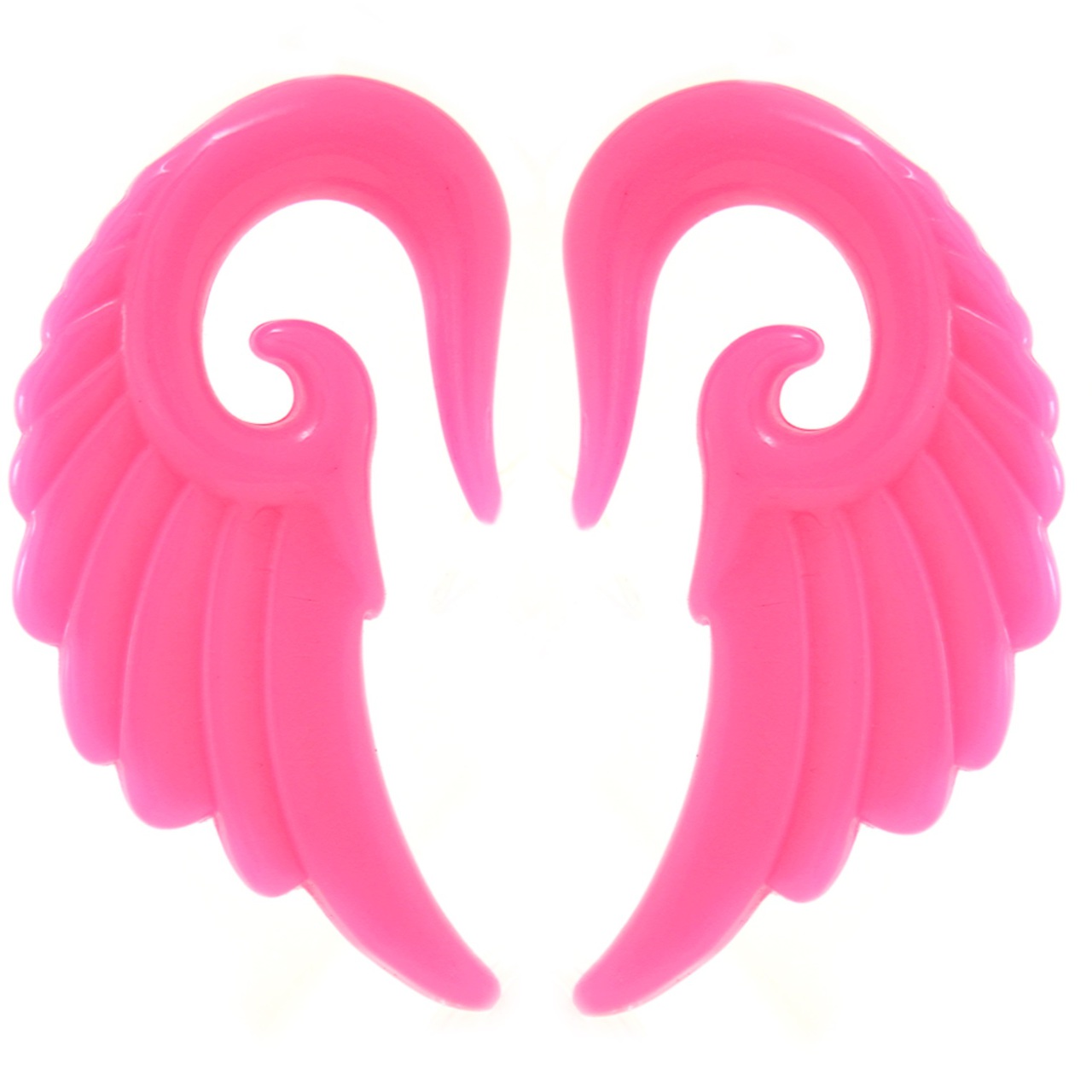 Pink Angel Wing Acrylic Tapers (8g-1/2") | BodyDazz.com