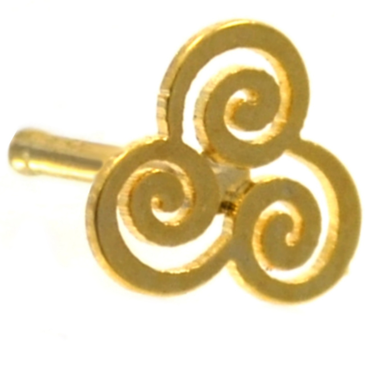 Intricate Trinity Swirl Gold-Tone Nose Ring Stud 20G | BodyDazz.com