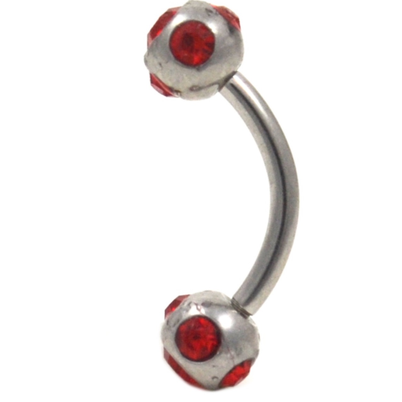Red 5-Gem Curved Barbell Eyebrow Ring 16g 5/16" | BodyDazz.com