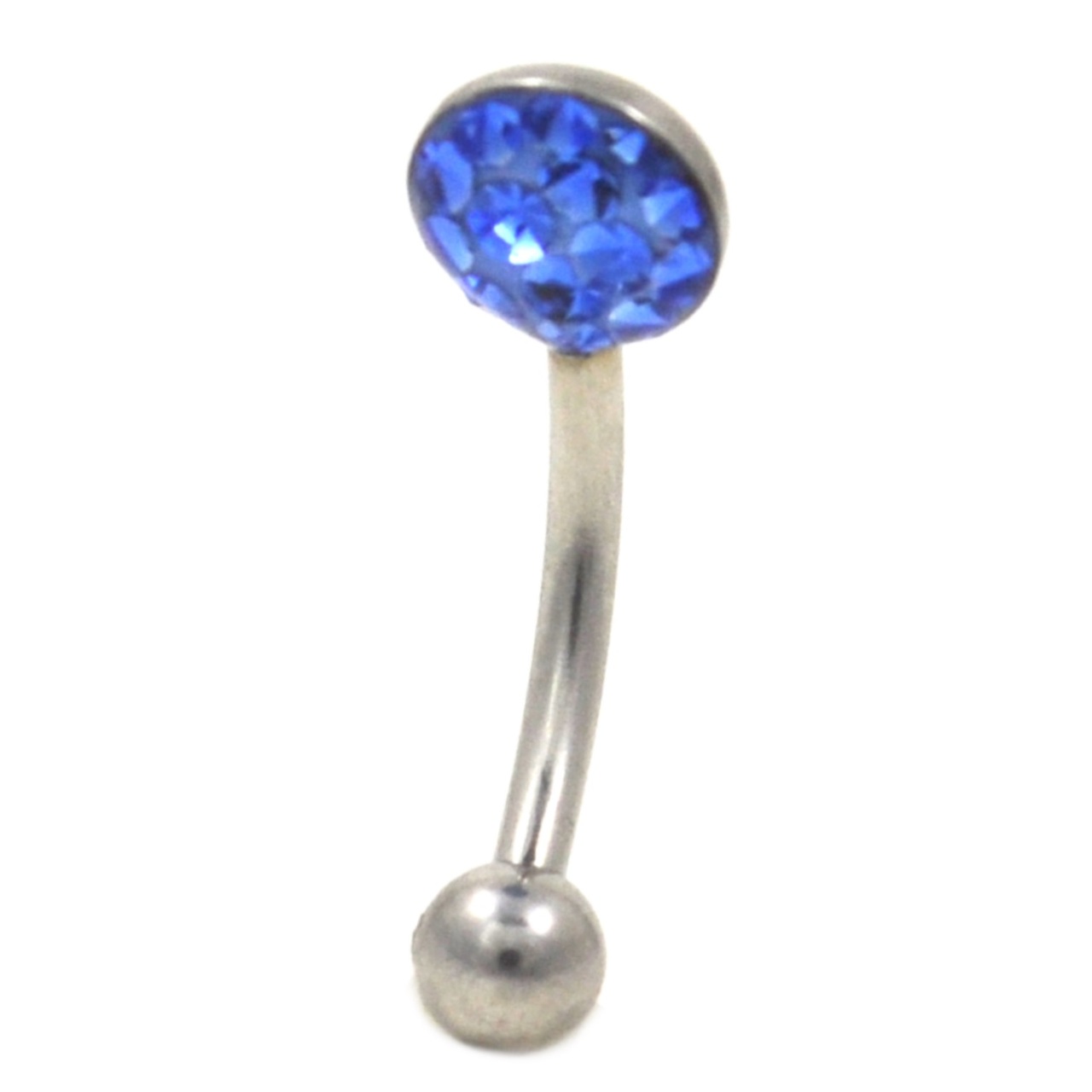 Blue Crystal Dome Curved Bar Eyebrow Ring 16g 5/16" | BodyDazz.com