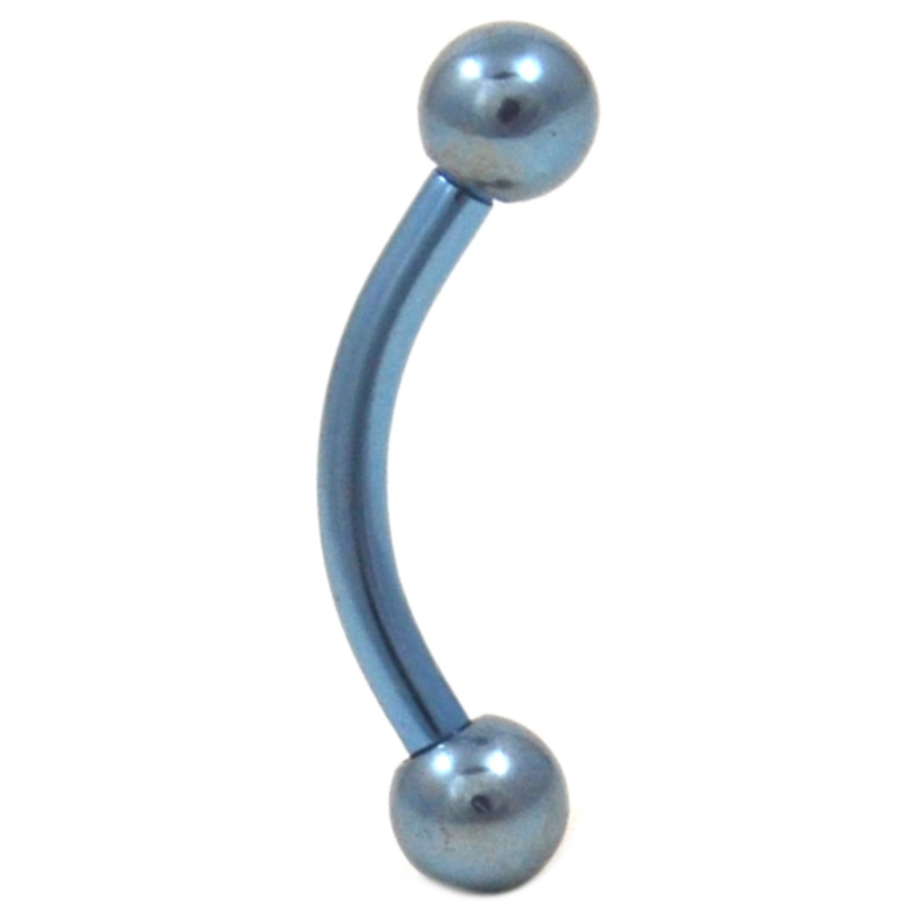 Light Blue Titanium Eyebrow Curve Ring w/Balls 16g 5/16" | BodyDazz.com