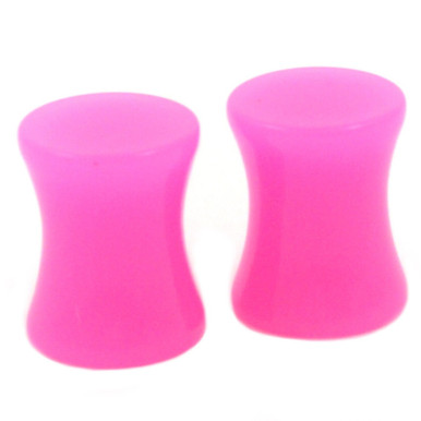 Pink Acrylic Double Flared Ear Plugs (8g-1") | BodyDazz.com