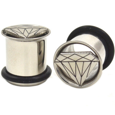 Steel Cut Diamond Single Flared Tunnel Plugs (2g-5/8") | BodyDazz.com