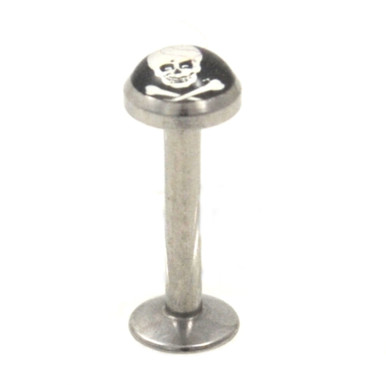 Skull Crossbones Logo Labret Monroe Bar - 14G 3/8" | BodyDazz.com