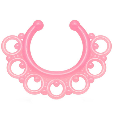 Pink Glow In The Dark Ornate Design Fake Septum | BodyDazz.com
