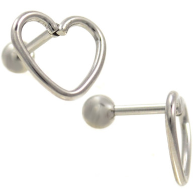 Open Heart Shape Steel Cartilage Bar - 16G | BodyDazz.com