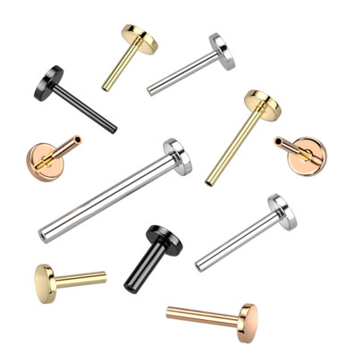 20G-14G Threadless Push-in Titanium Post w/Bigger Base for Labret, Nose ...