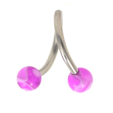Purple & White Marble Balls Twist Barbell Ring 14G 7/16" | BodyDazz.com