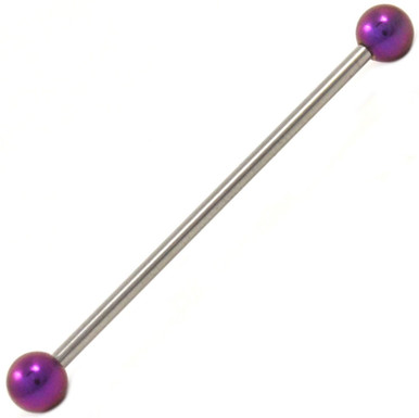 Purple Metallic Ball Industrial Barbell 14g 38mm | BodyDazz