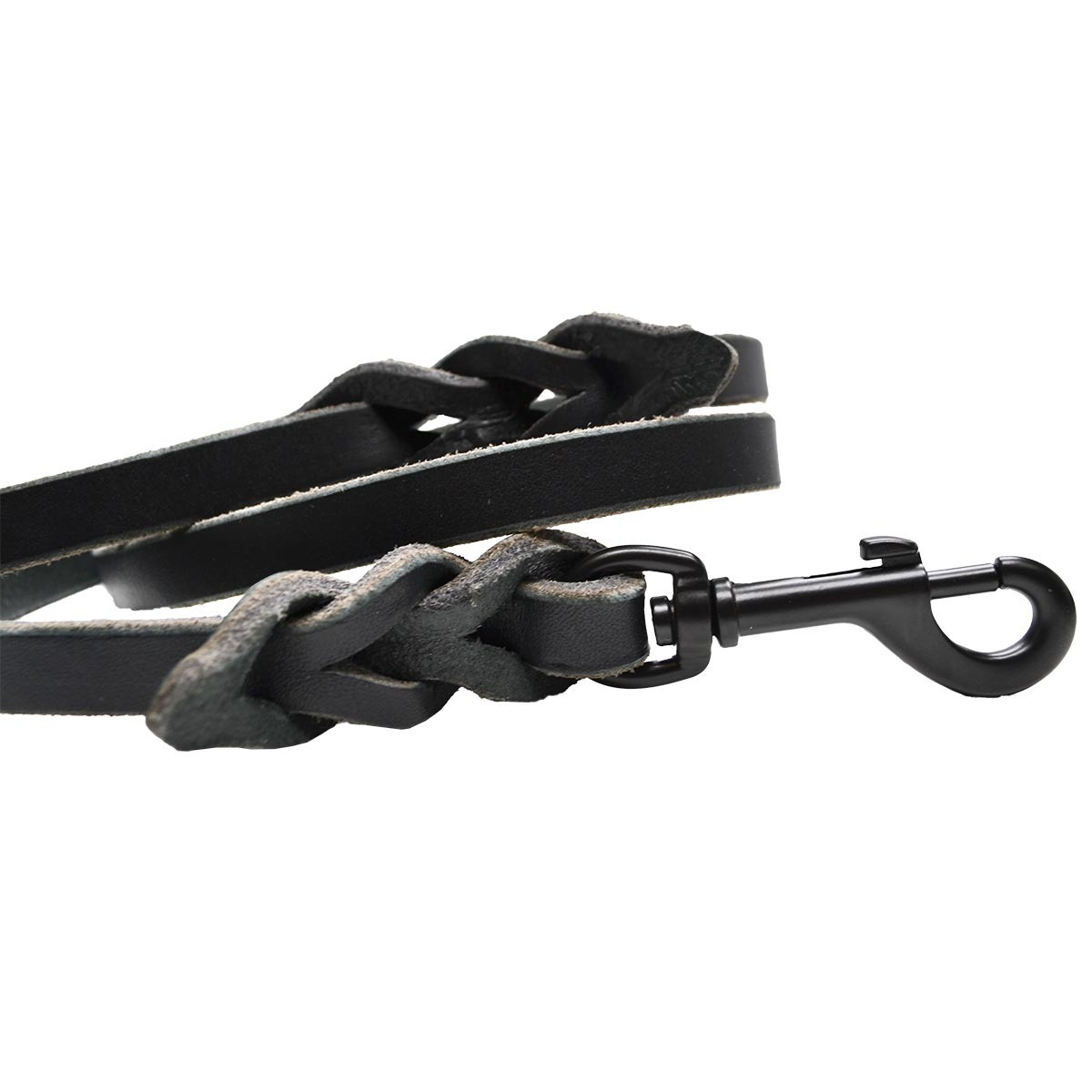 Black Braided Leather Leash w/ O-Ring | K9 Training Lead | American ...