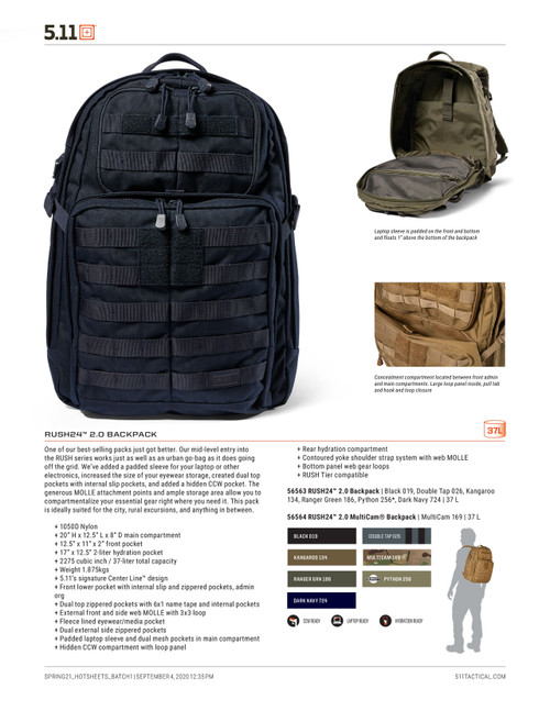 5.11 Tactical RUSH 24 2.0 | Hydration Backpack | Versatile Adventure Pack