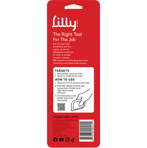 Lilly Mini Brush | Hair Removal Tool | Upholstery Pet Hair Detailer
