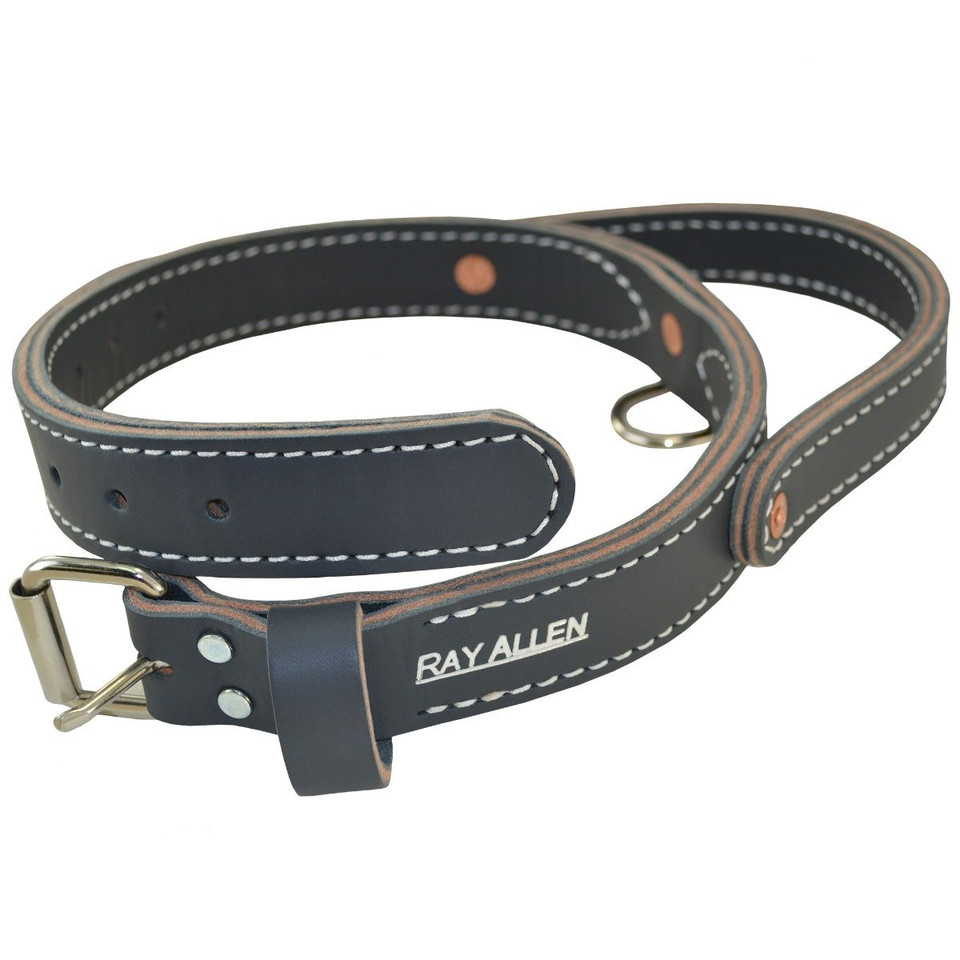 Tac-Black Leather Agitation Collar With Handle for Dogs - Ray Allen ...
