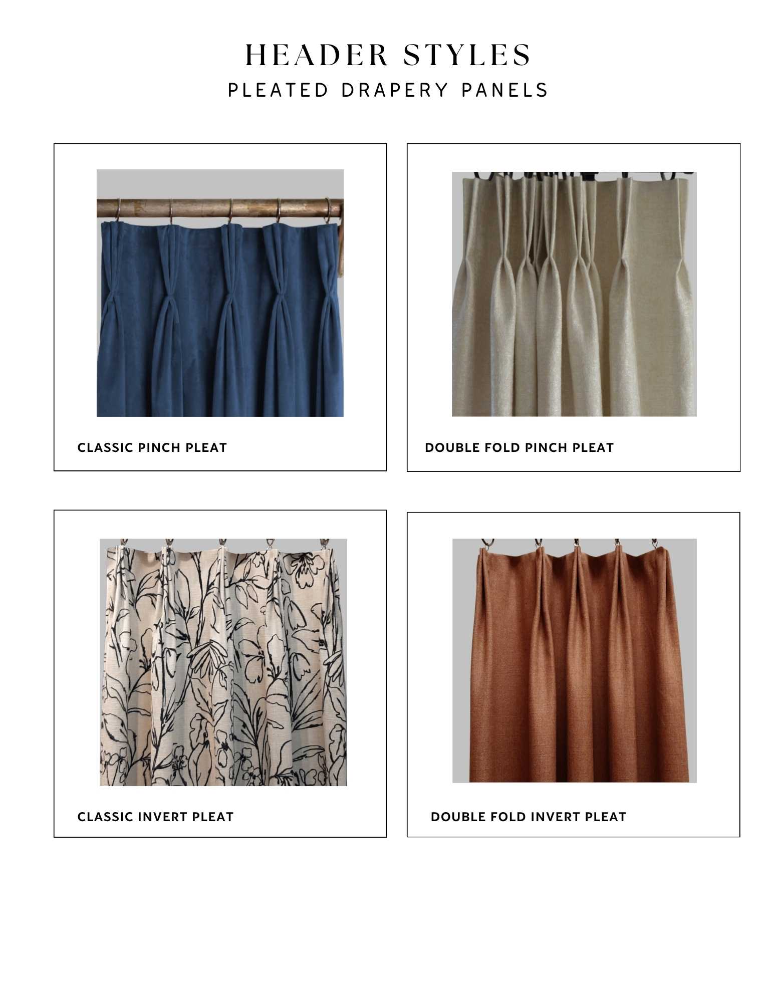 DRAPERY HEADER OPTIONS - RT Dressings