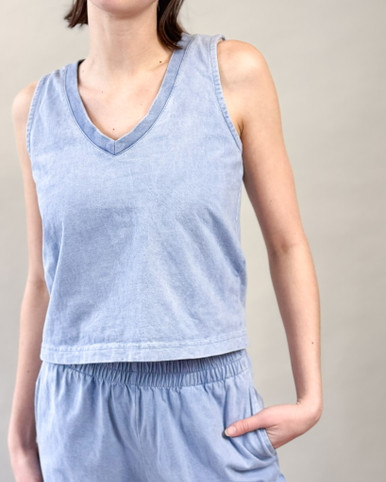 Stonewash V-neck Top - Banyan Tree