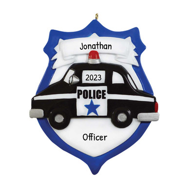 Personalized Police Car Emblem Appreciation Ornament - Ornaments by Elves