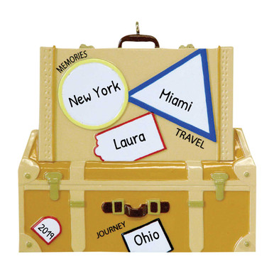 Personalized Luggage Trunks with Labels Travel Ornament - Ornaments by ...