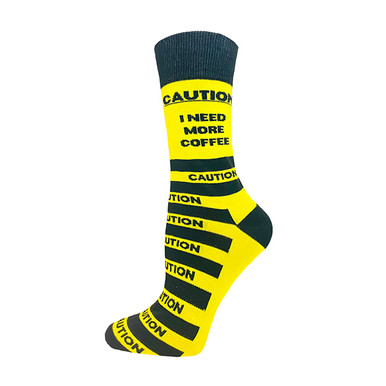 Caution I Need More Coffee Socks | Sock Em' Sock Emporium