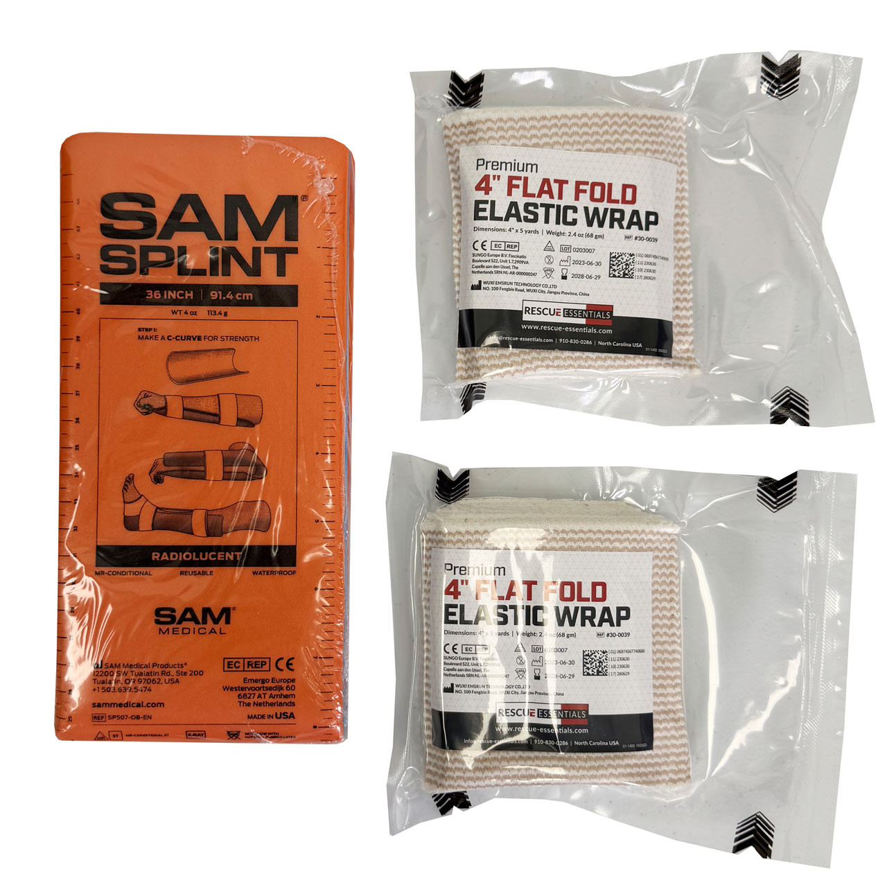 SAM Splint Combo Pack, 36" Orange/Blue | Flat Splint + Wraps