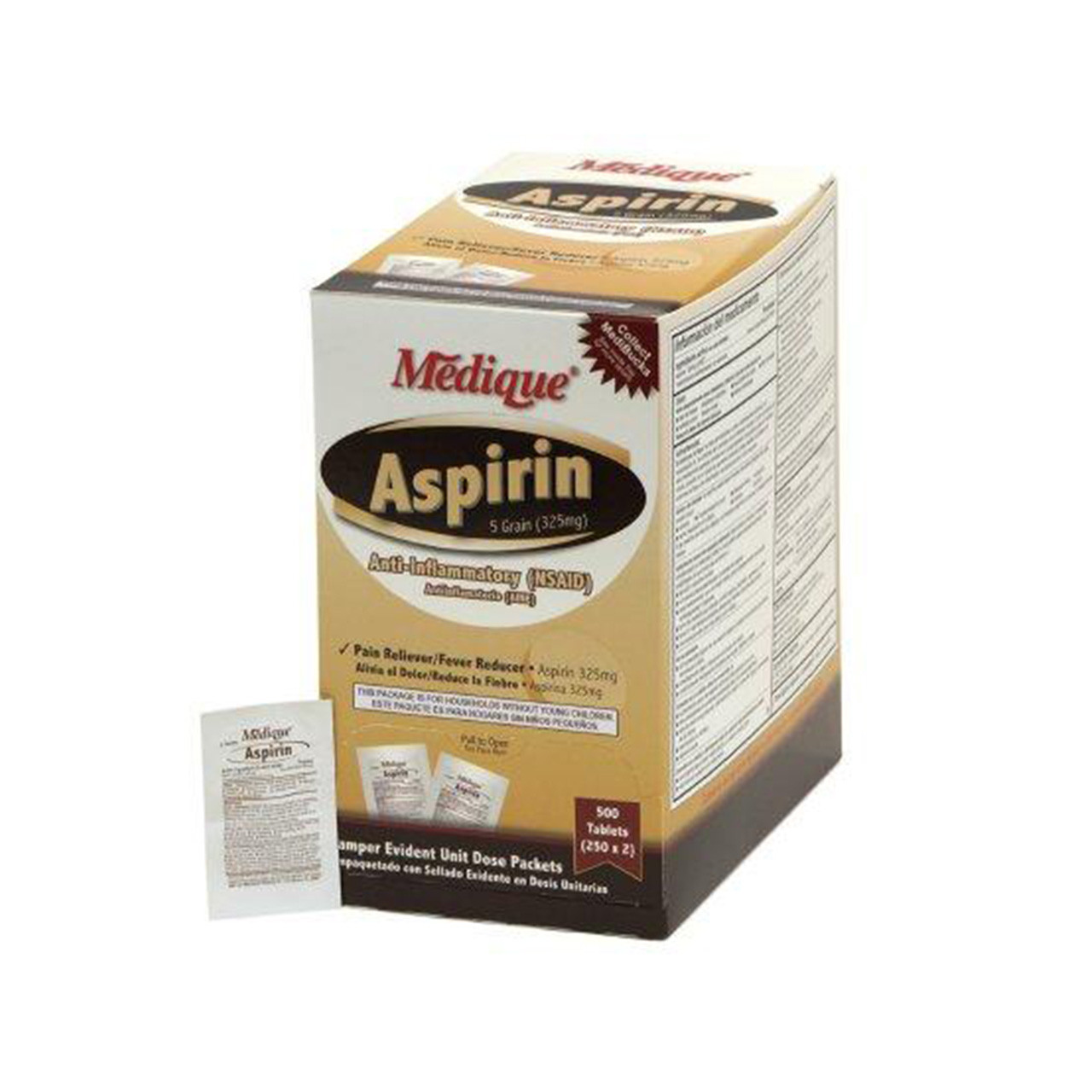 Aspirin Tablets, 2 per package (325 mg) - Box 100