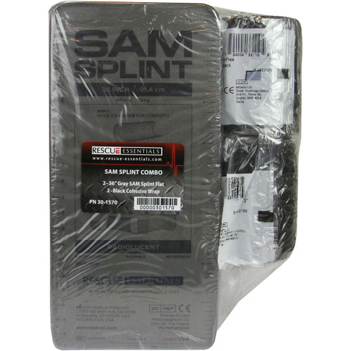 SAM Splint Combo Pack, Gray with Black Wrap