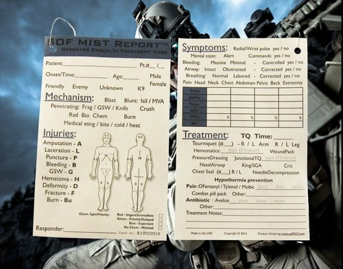 Operator MIST Casualty Treatment Card
