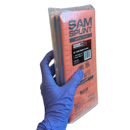 Sam Splint Combo Pack - (36" Orange/Blue Flat Splint with 4" Elastic Wraps)