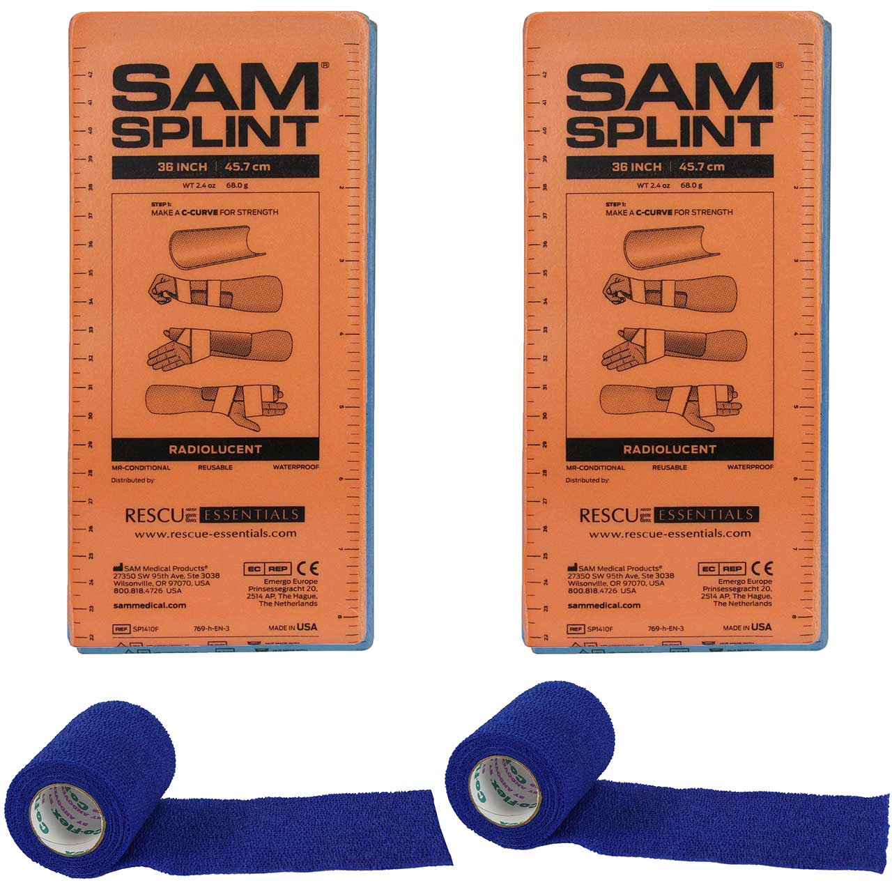 SAM Splint Combo Pack, 2x-Orange and Blue