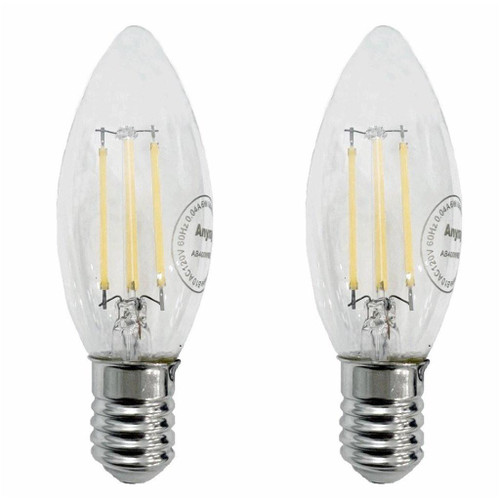 Anyray (2-Bulbs) B10/B11 LED 120V E17 60W Eq. Cool White