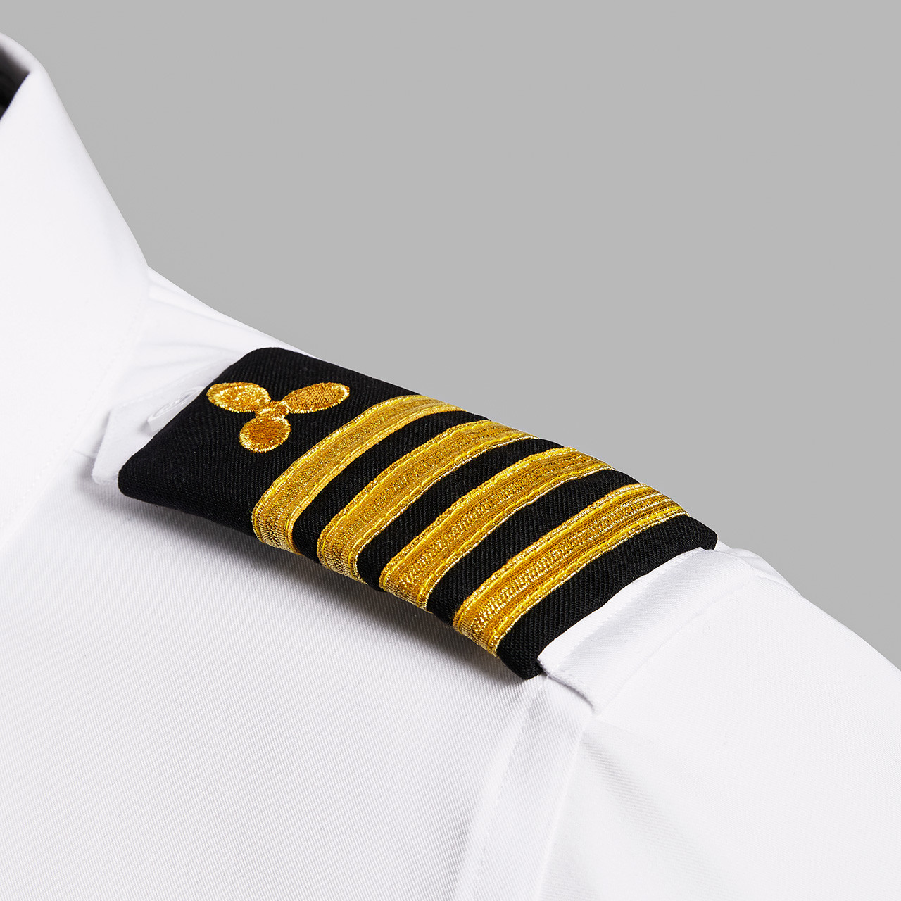 Epaulets - Black and Gold - 4 Stripe - Propeller - A Cut Above Uniforms