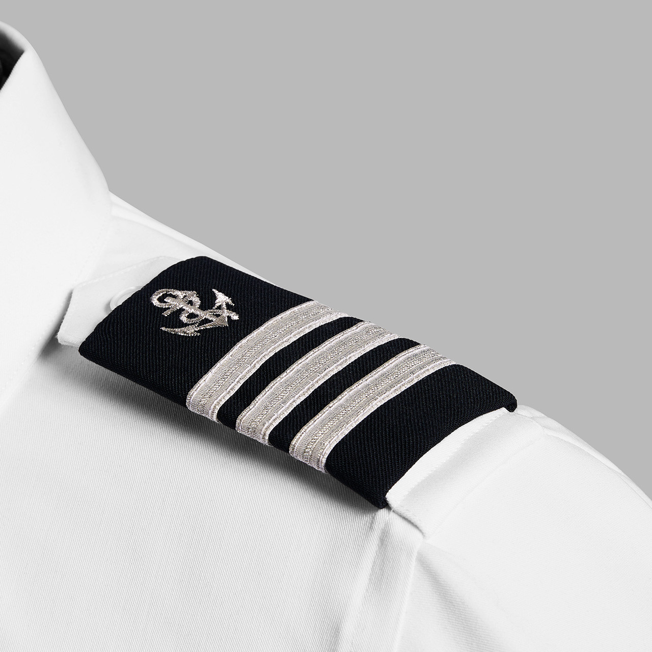 Epaulets - Navy and Silver - 3 Stripe - Anchor - A Cut Above Uniforms