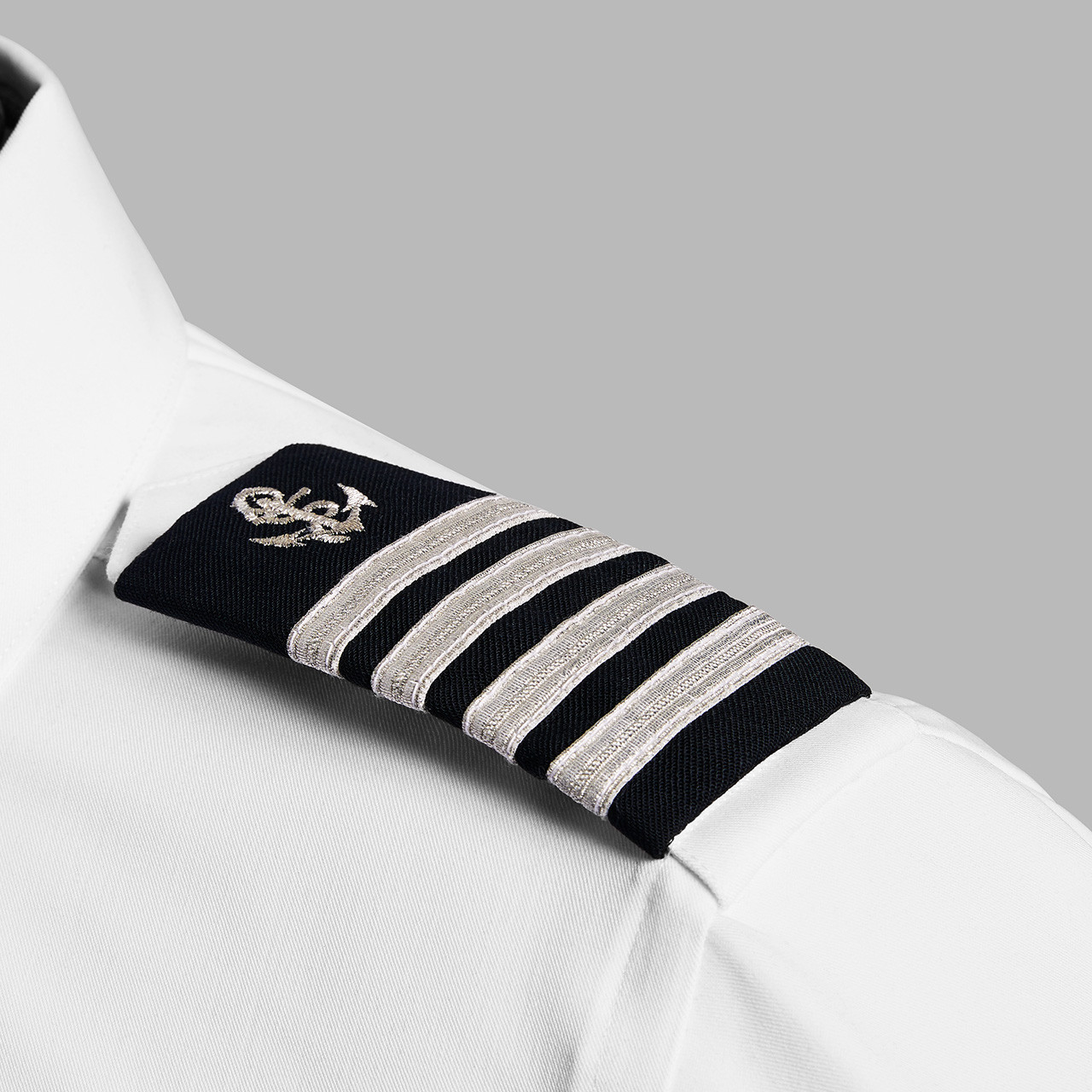 Epaulets - Navy and Silver - 4 Stripe - Anchor - A Cut Above Uniforms