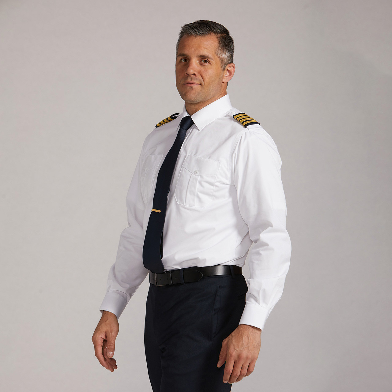 Men's Long Sleeve Pilot Shirt - White - Fitted - Tropo - A Cut Above ...