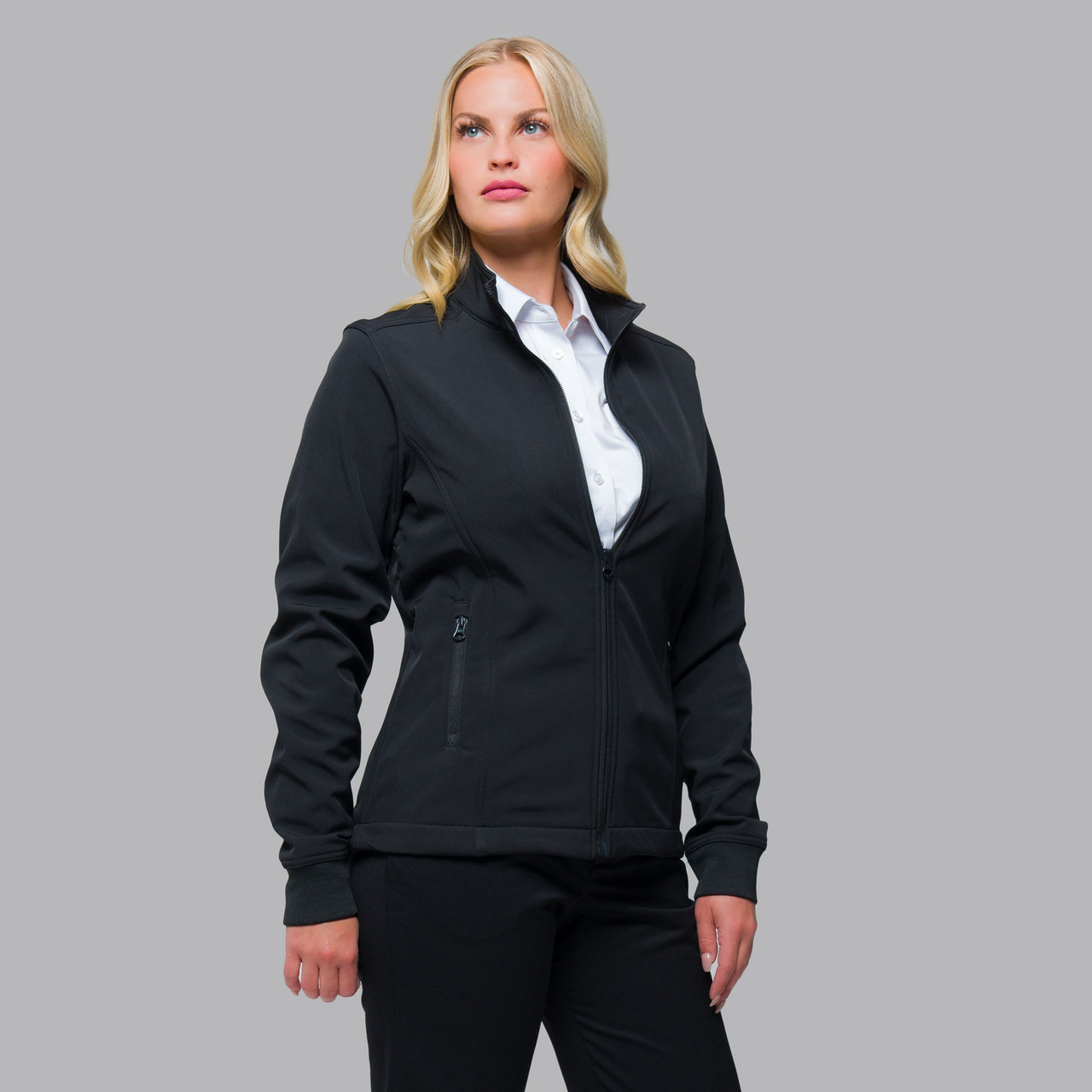 Women's Uniform Soft Shell Jacket - Aspen - Black - A Cut Above Uniforms