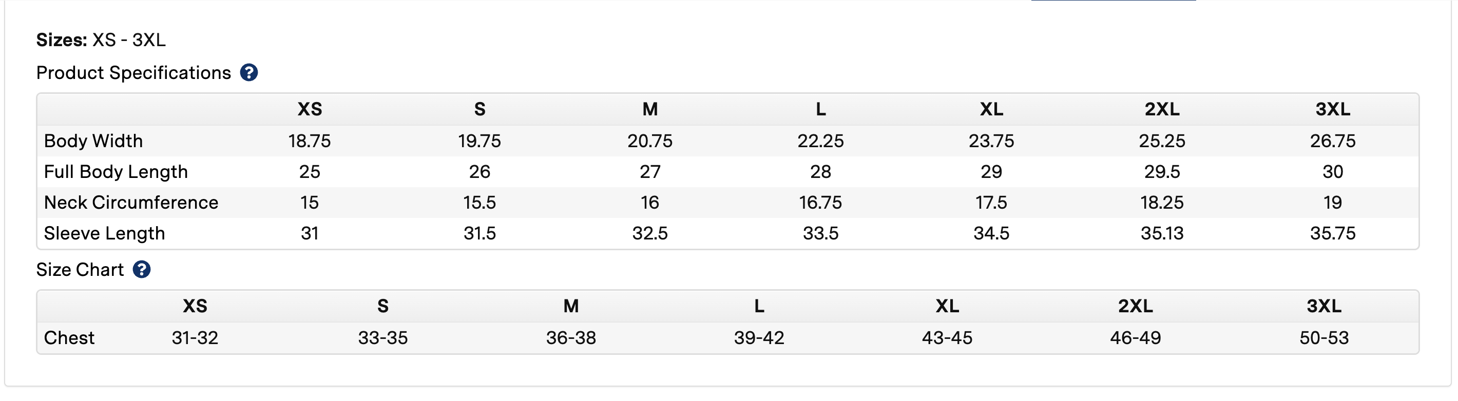 Size Chart Women's Oxford WU