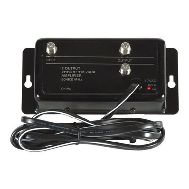 24 dB Dual Output UHF / VHF / FM Distribution Amplifier TV Signal ...
