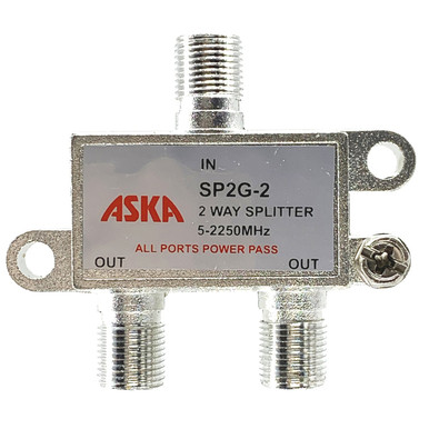 ASKA SP2G-2 2 Way Splitter All Port DC Power Passive 2 GHz 5-2250 Mhz