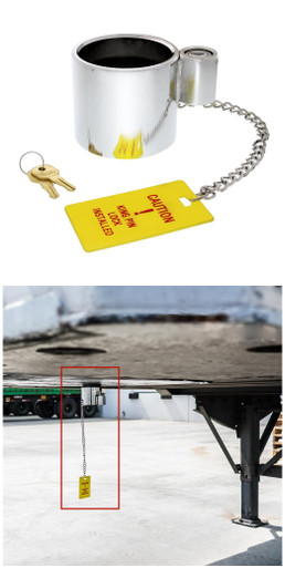 Heavy Duty Steel King Pin Lock With 12" Warning Tag - Mike's Chrome Shop