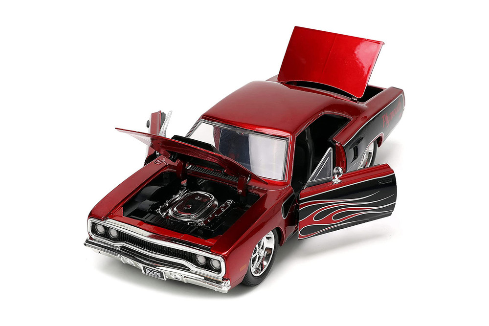 1970 Plymouth RoadRunner, Candy Red w/Flames - Jada Toys 33866 - 1/24 ...