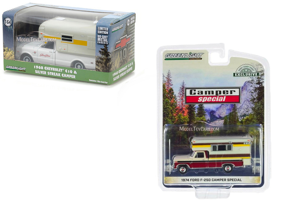 Camper Truck Ford Chevy Diecast Car Package - Two 1/64 Scale Diecast ...