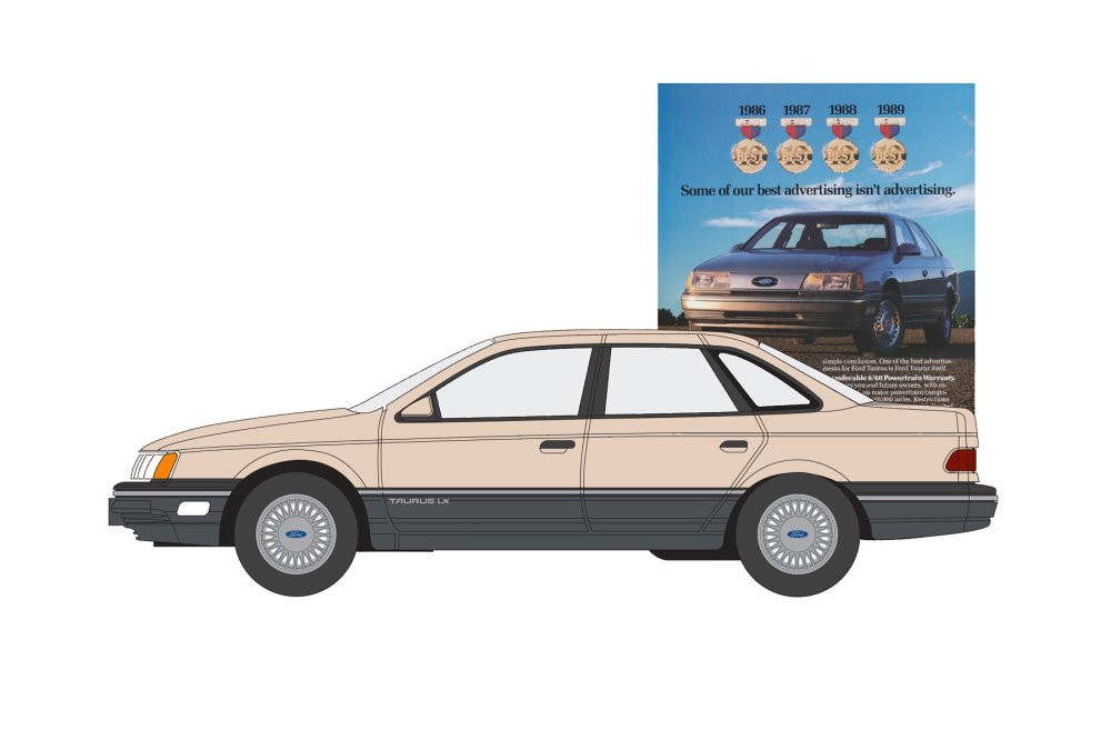 1989 Ford Taurus, Beige/Tan - Greenlight 39110E/48 - 1/64 Scale Diecast ...