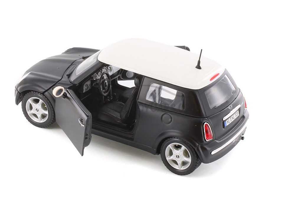Mini Cooper, Matte Black w/White Top - Showcasts 37219 - 1/24 Scale ...